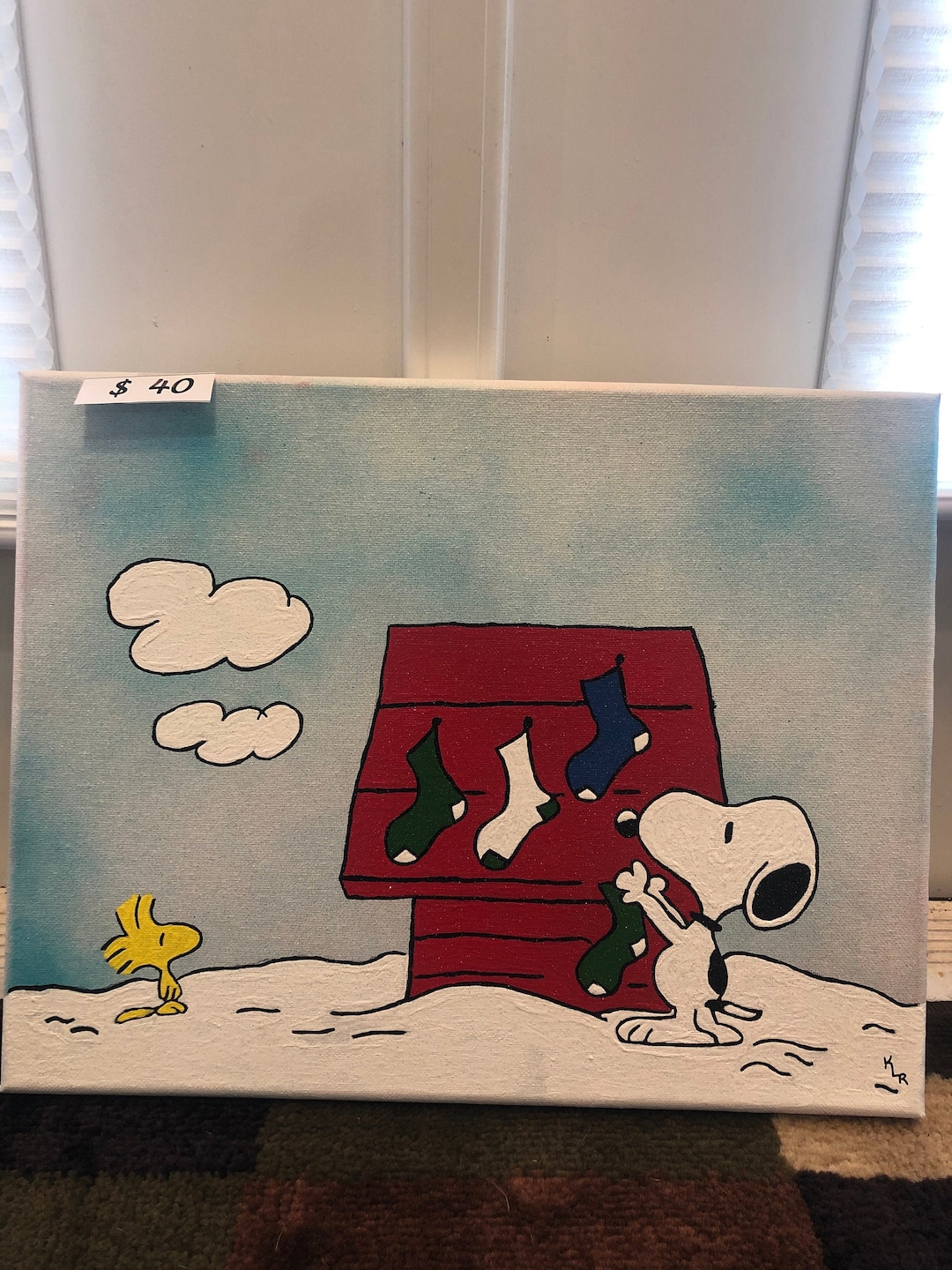 Peanuts Snoopy and Woodstock Christmas Canvas Art Painting Charlie ...