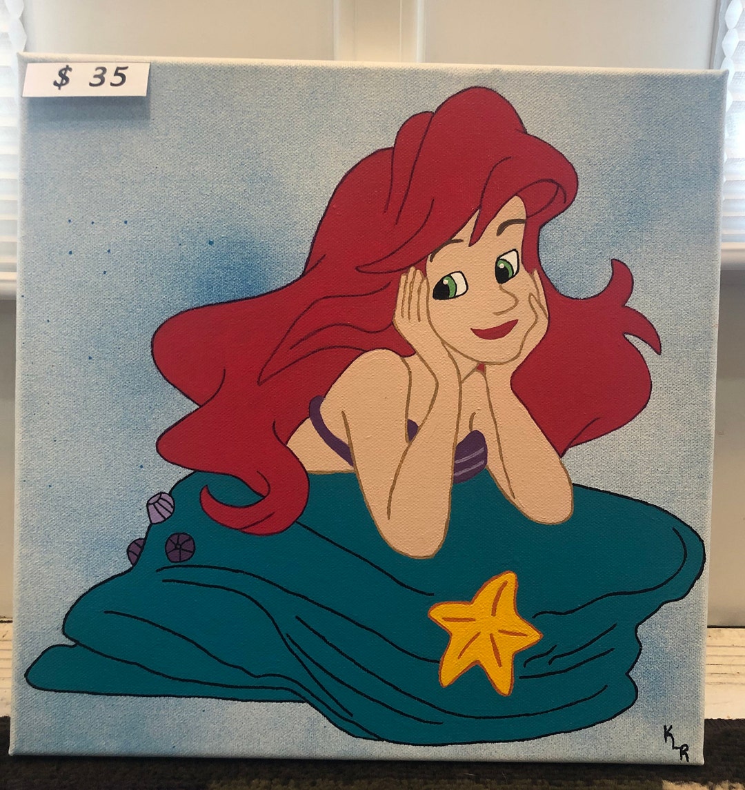 Disney the Little Mermaid Ariel Hand Painted Canvas - Etsy