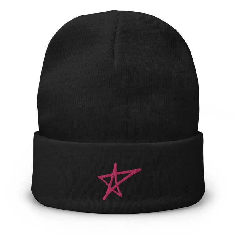 Avril Beanie Black Star Embroidered Logo Avril Lavigne Beanie Multiple ...