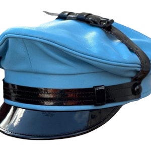 Pale Blue Real Leather Biker,army,muir,police Gay Cap Size: S to XL - Etsy