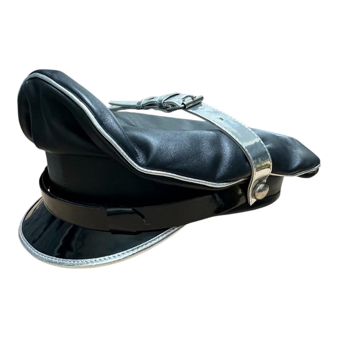 Real Cowhide Silver Trim Leather Muir,biker,gay, Cap - Etsy