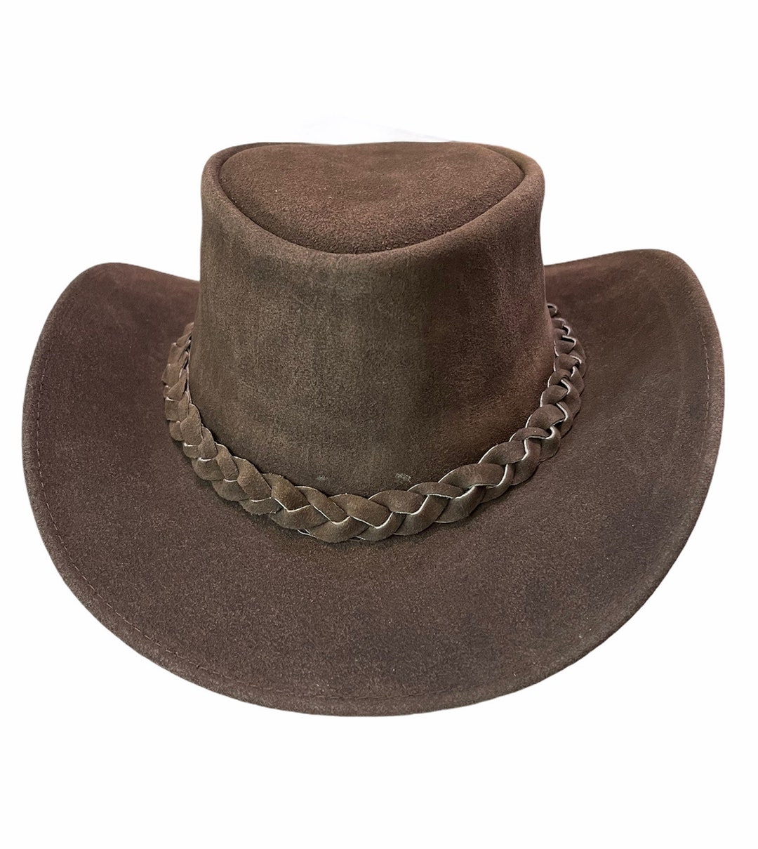REAL LEATHER BROWN Cowboy Bush Australian Hat - Etsy