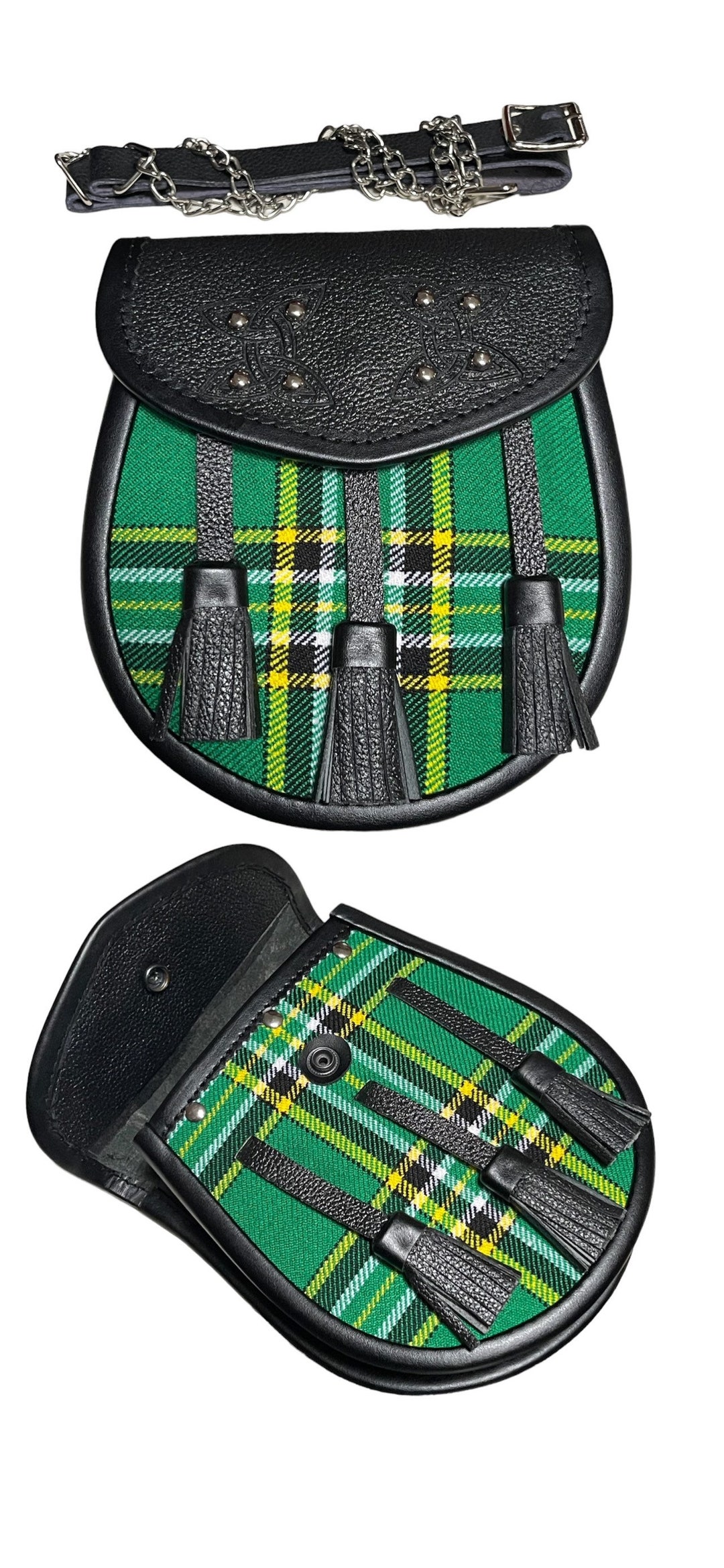 Irish Green Tartan Kilt SPORRAN With Chain Strap - Etsy
