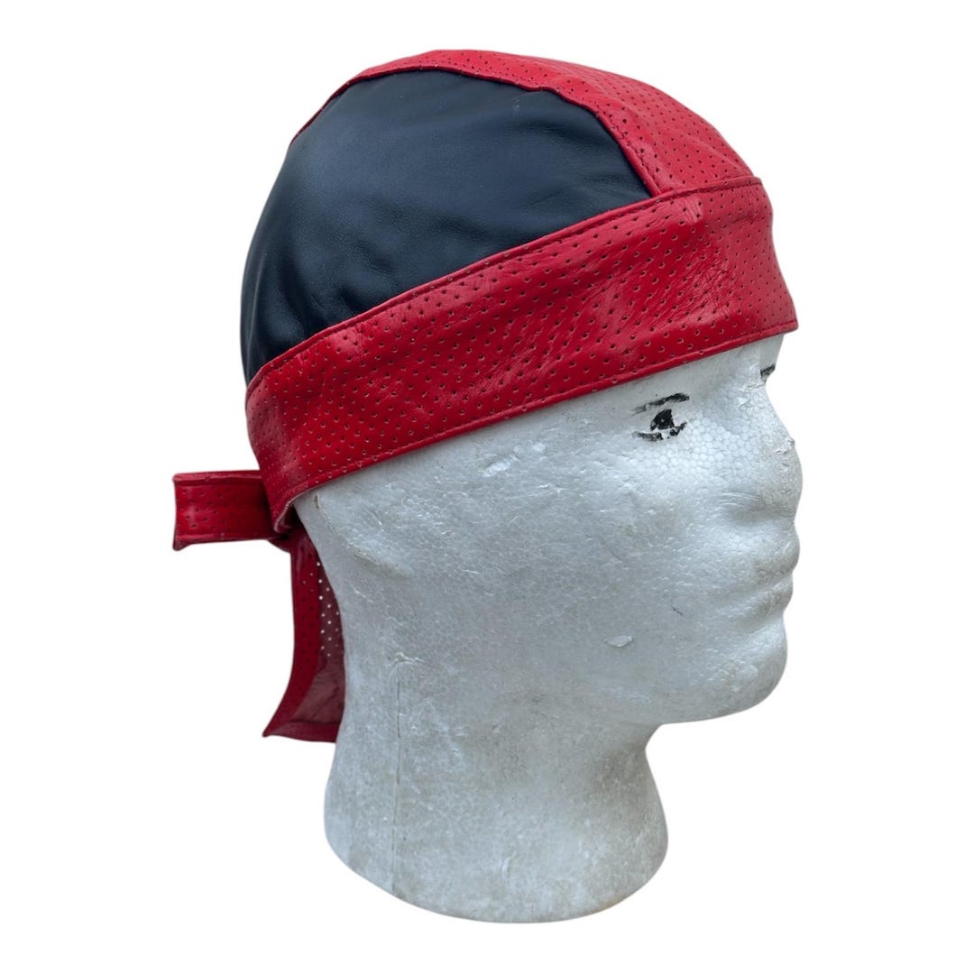 Real Leather Biker,punk, Pirate Durag Cap Free Size Adjustable (code Rd ...