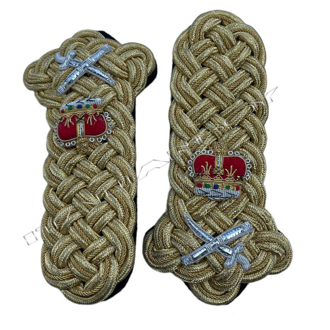 Gold Wire Lieutenant General Crown Crossed Sword Shoulder Board ...