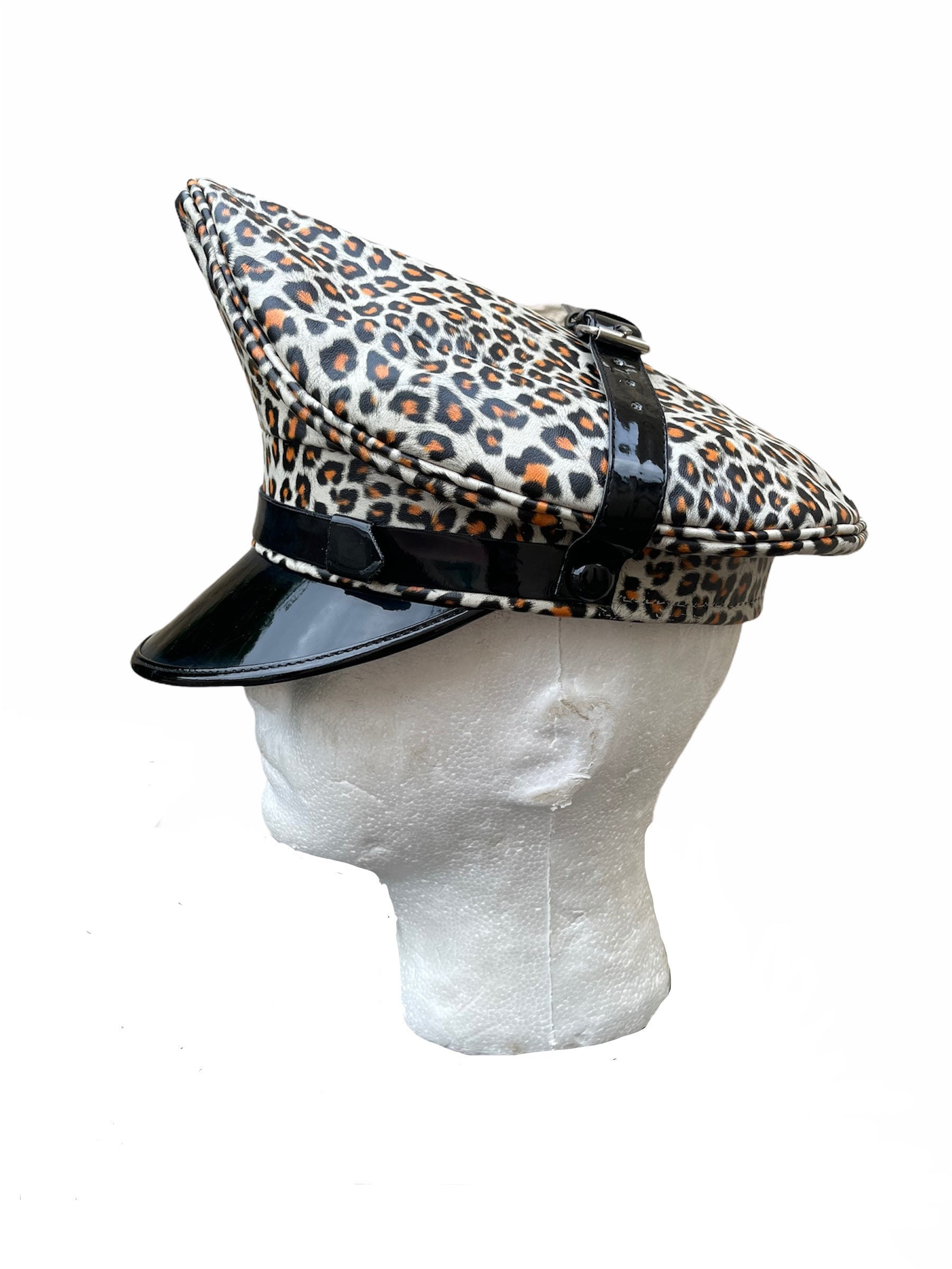 Leopard Print Real Cowhide Leather Muirbikergay Cap - Etsy