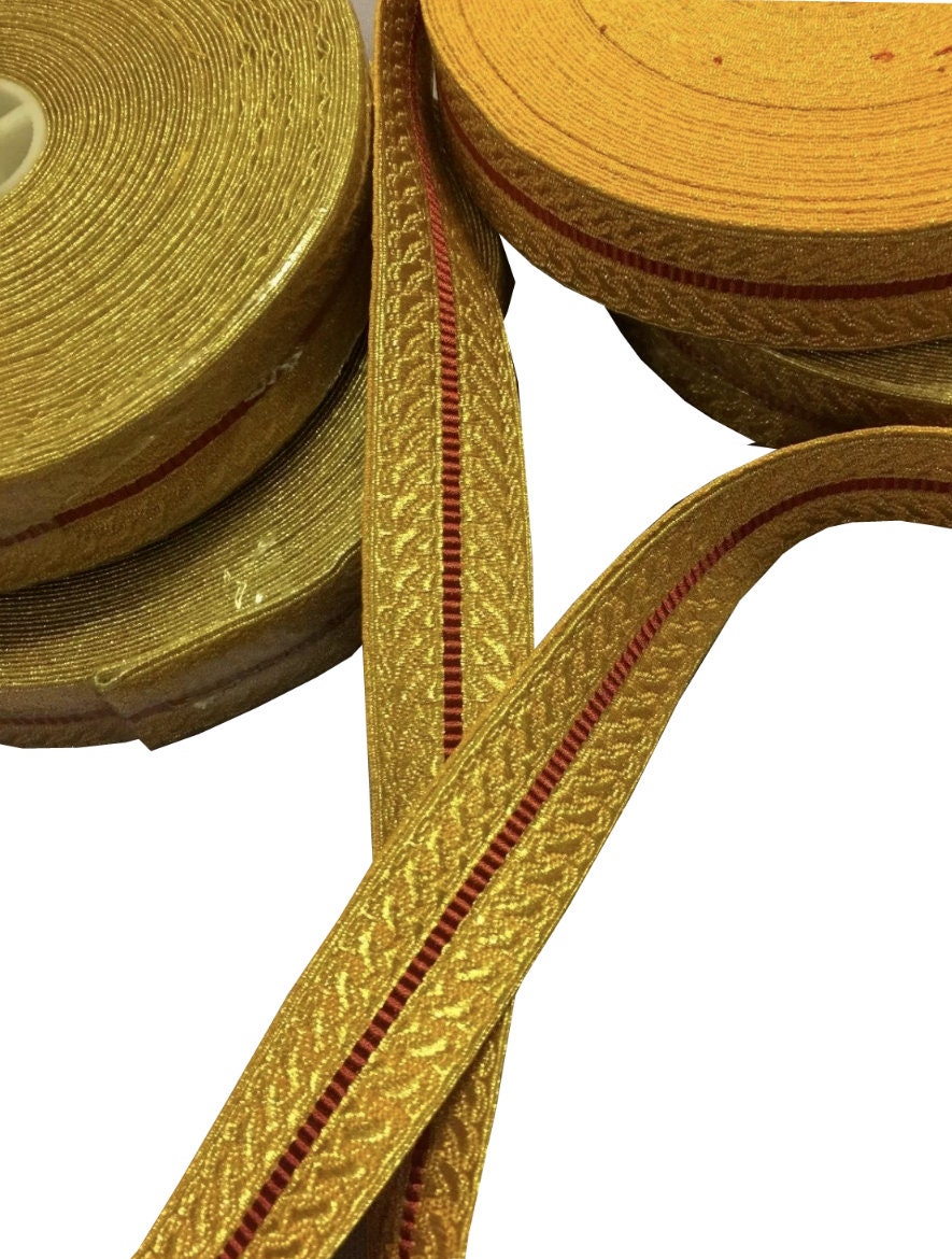 Gold Militarymylar Braid With Half Red Line Width Size 2.5CM - Etsy