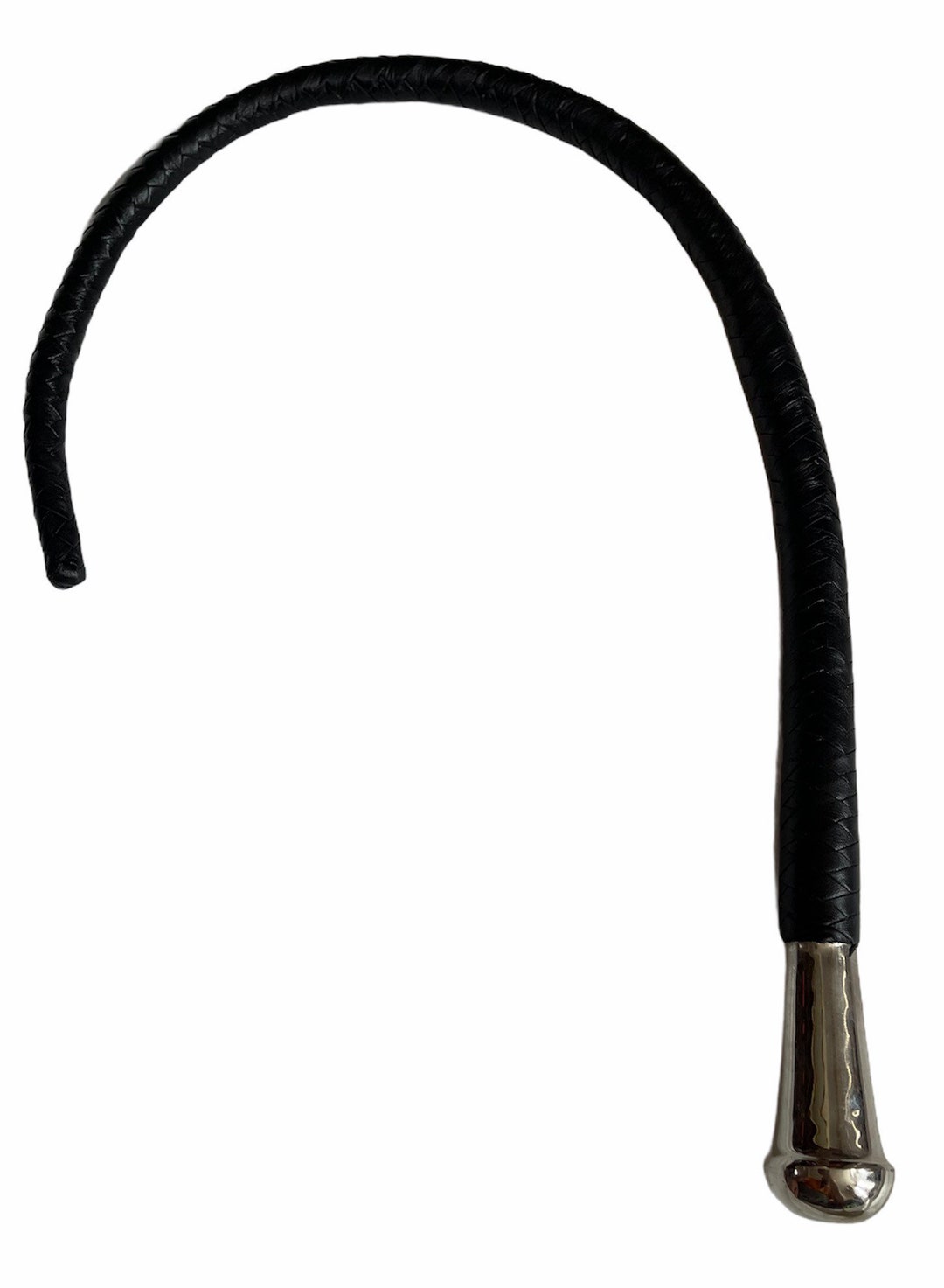100% Leather Sjambok Style Flogger Whip With Silver Ball Single Tail ...