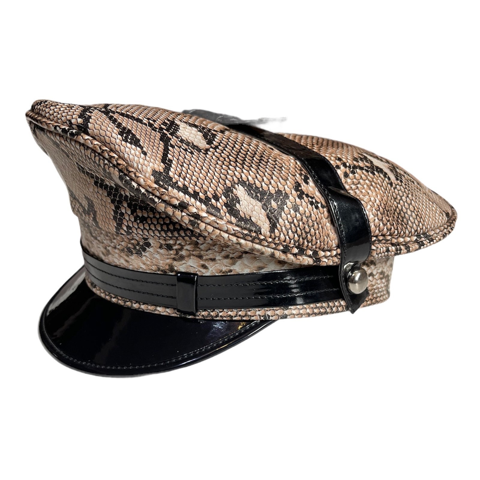 Pythons Print Real Cowhide Leather Muirbikergay Cap - Etsy