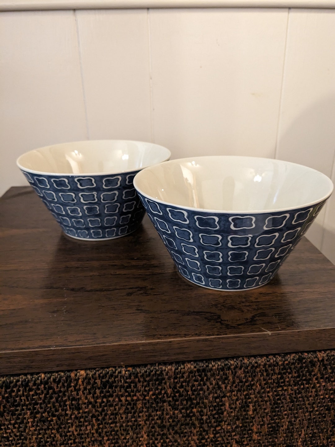 2 Threshold Mer Blue Stoneware Bowls - Etsy