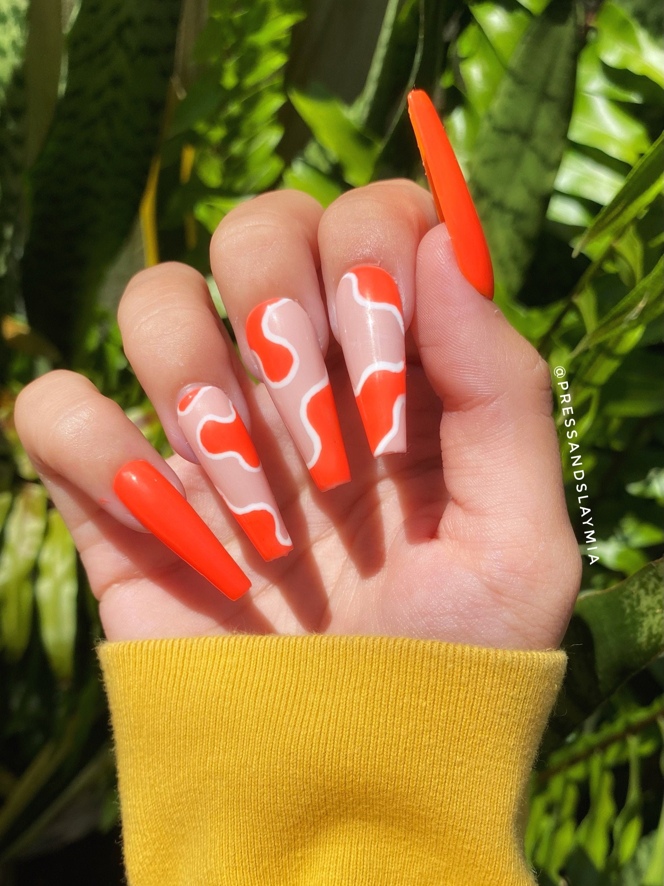 Orange And White Nail Designs