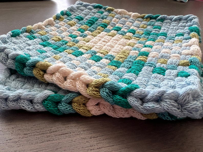 Granny Square — Loomed Potholder Set of 2 — Handmade Gift — Blues ...