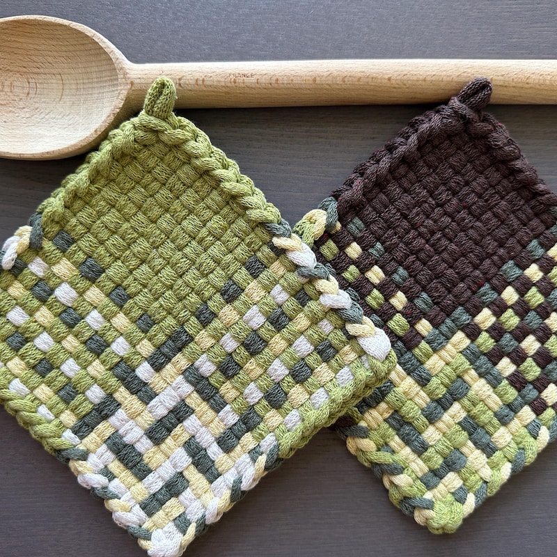 Green Woven Potholders - Etsy