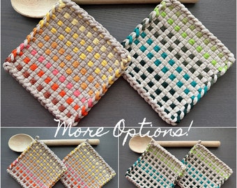 Set of 2 Potholders Thick, Loomed Trivet Woven Hot Pad - Etsy
