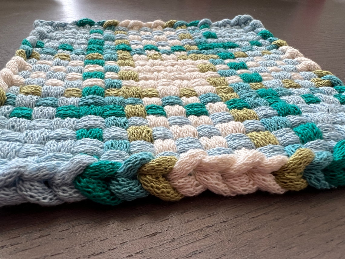 Granny Square — Loomed Potholder Set of 2 — Handmade Gift — Blues ...