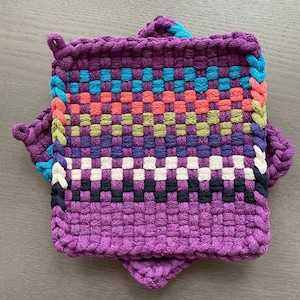 You Pick Set of 2 Potholders — Colorful Woven Cotton Loom Oven Mitt ...