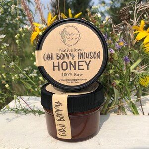 Goji Berry Infused Honey - All Natural, Raw, Unfiltered, Small Batch ...