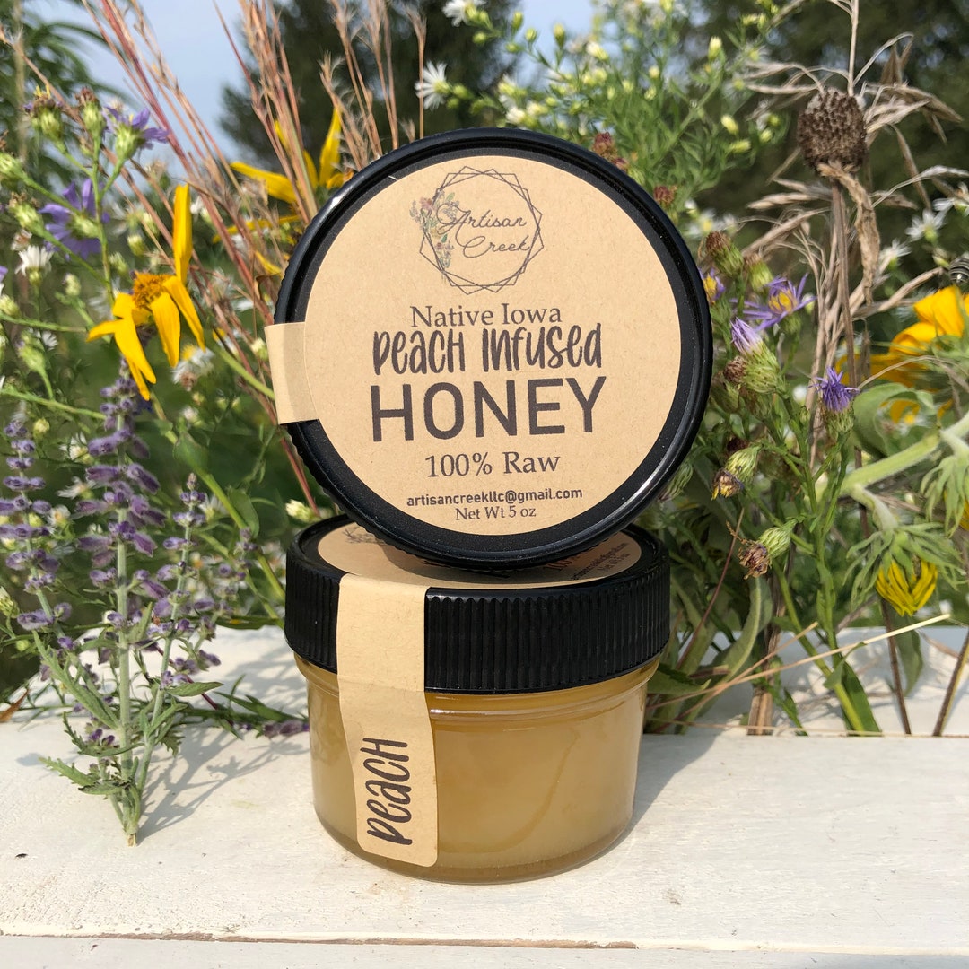 Peach Infused Honey - All Natural, Raw, Unfiltered, Small Batch ...
