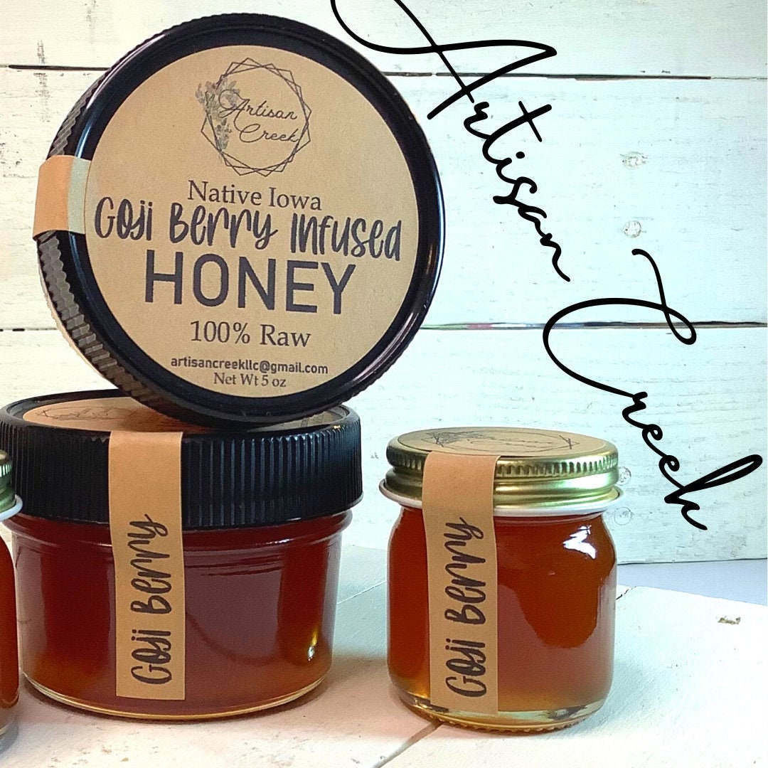 Goji Berry Infused Honey - All Natural, Raw, Unfiltered, Small Batch ...