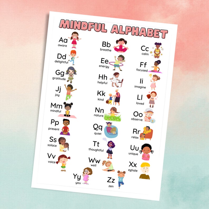 Mindful Alphabet Poster, Alphabet Poster, Mindful Poster, Playroom ...