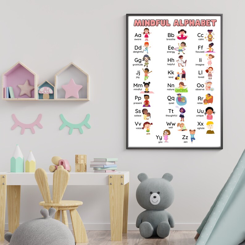 Mindful Alphabet Poster, Alphabet Poster, Mindful Poster, Playroom ...