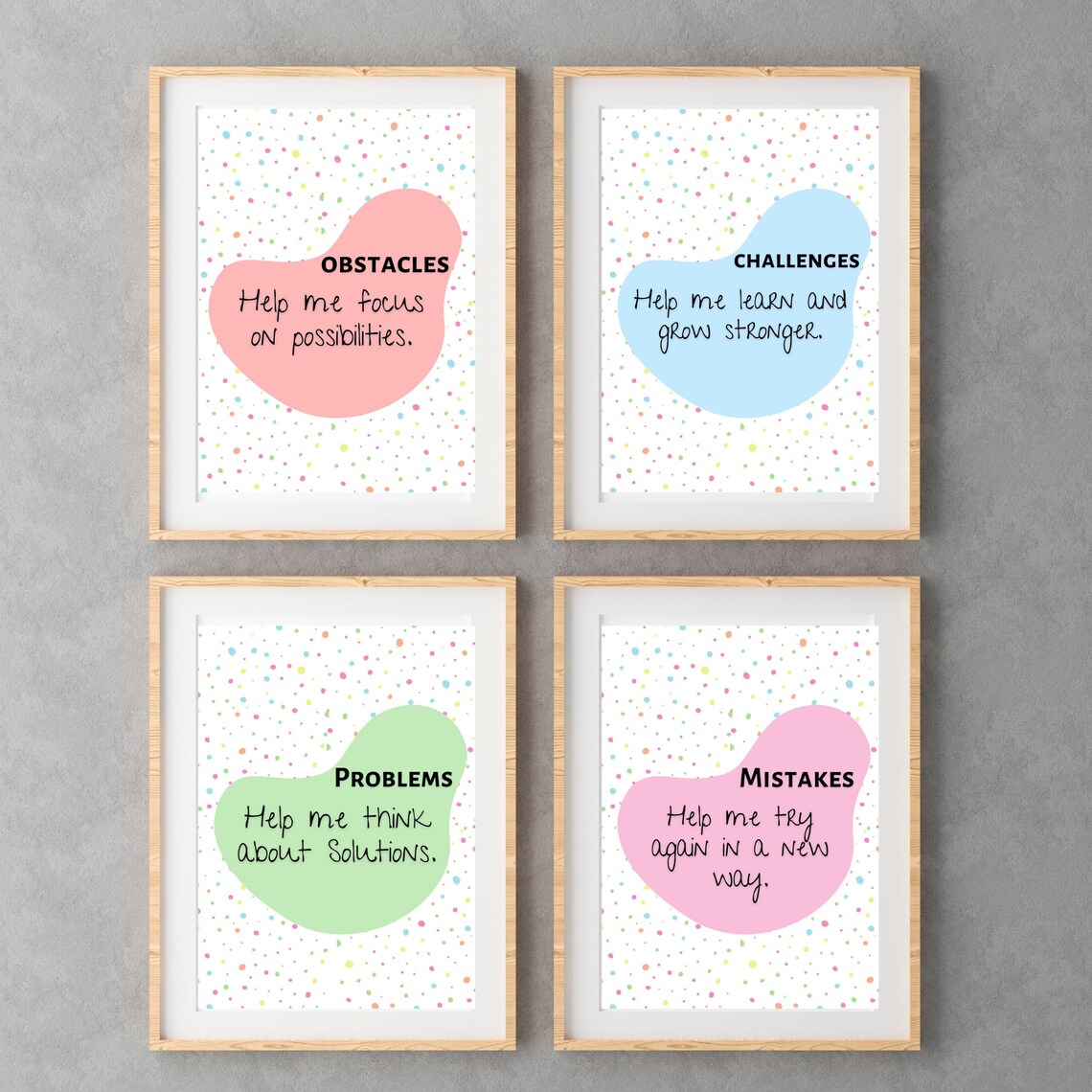 Growth Mindset Poster Set, Children Growth Mindset Posters, Set of 4 ...