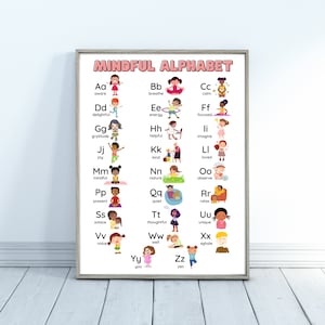 Mindful Alphabet Poster, Alphabet Poster, Mindful Poster, Playroom ...