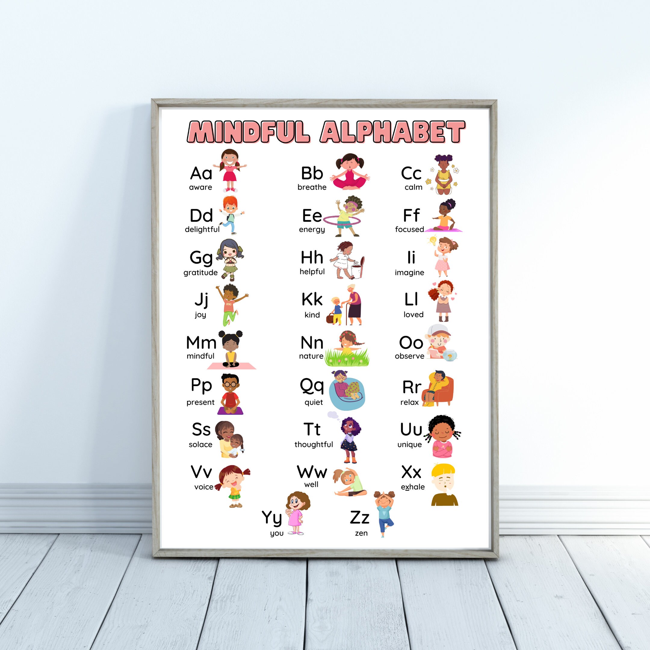 Mindful Alphabet Poster, Alphabet Poster, Mindful Poster, Playroom ...