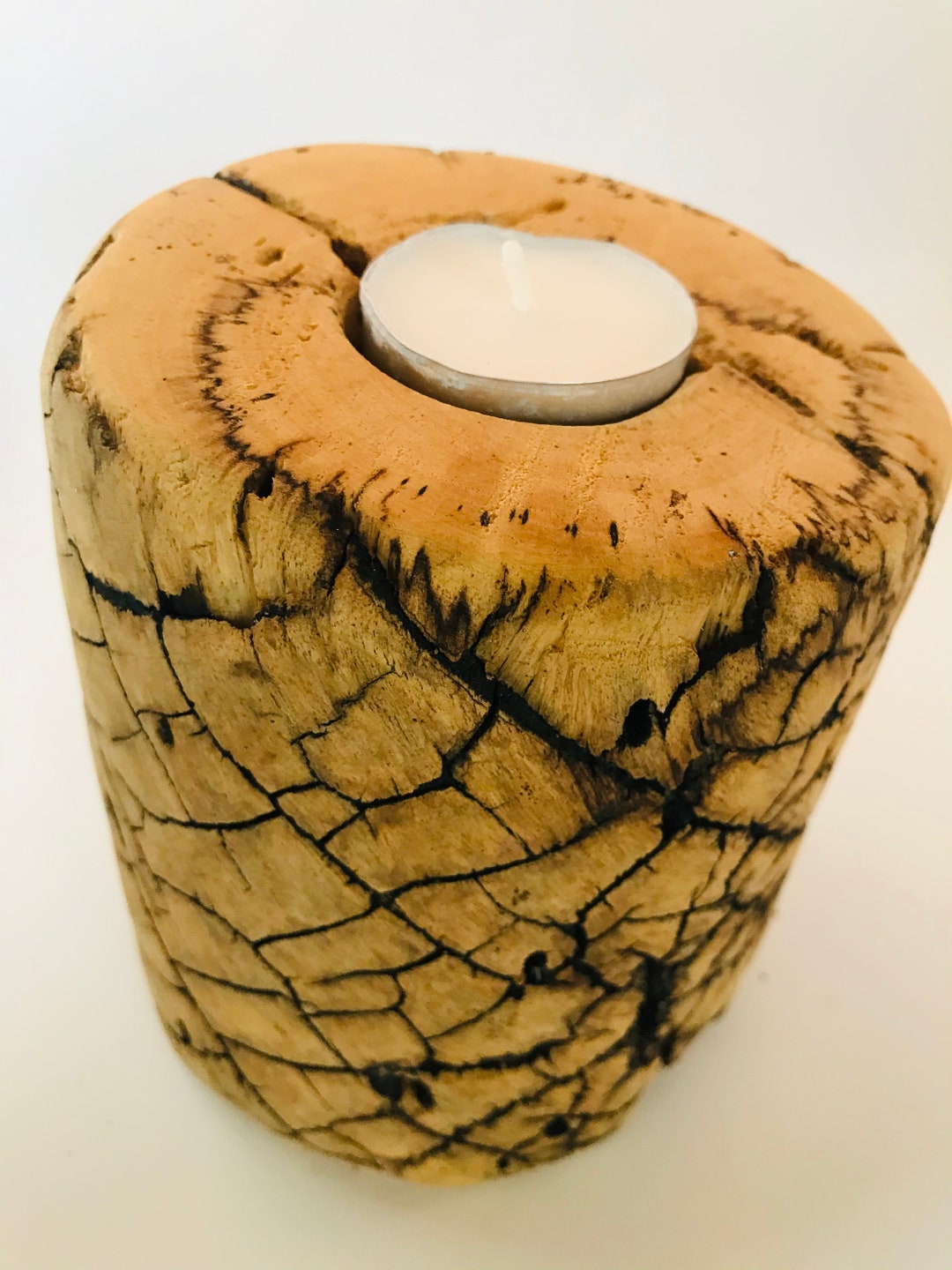 Rustic/primitive/worm Holes, Candle Holder, Handmade With Palo Verde ...