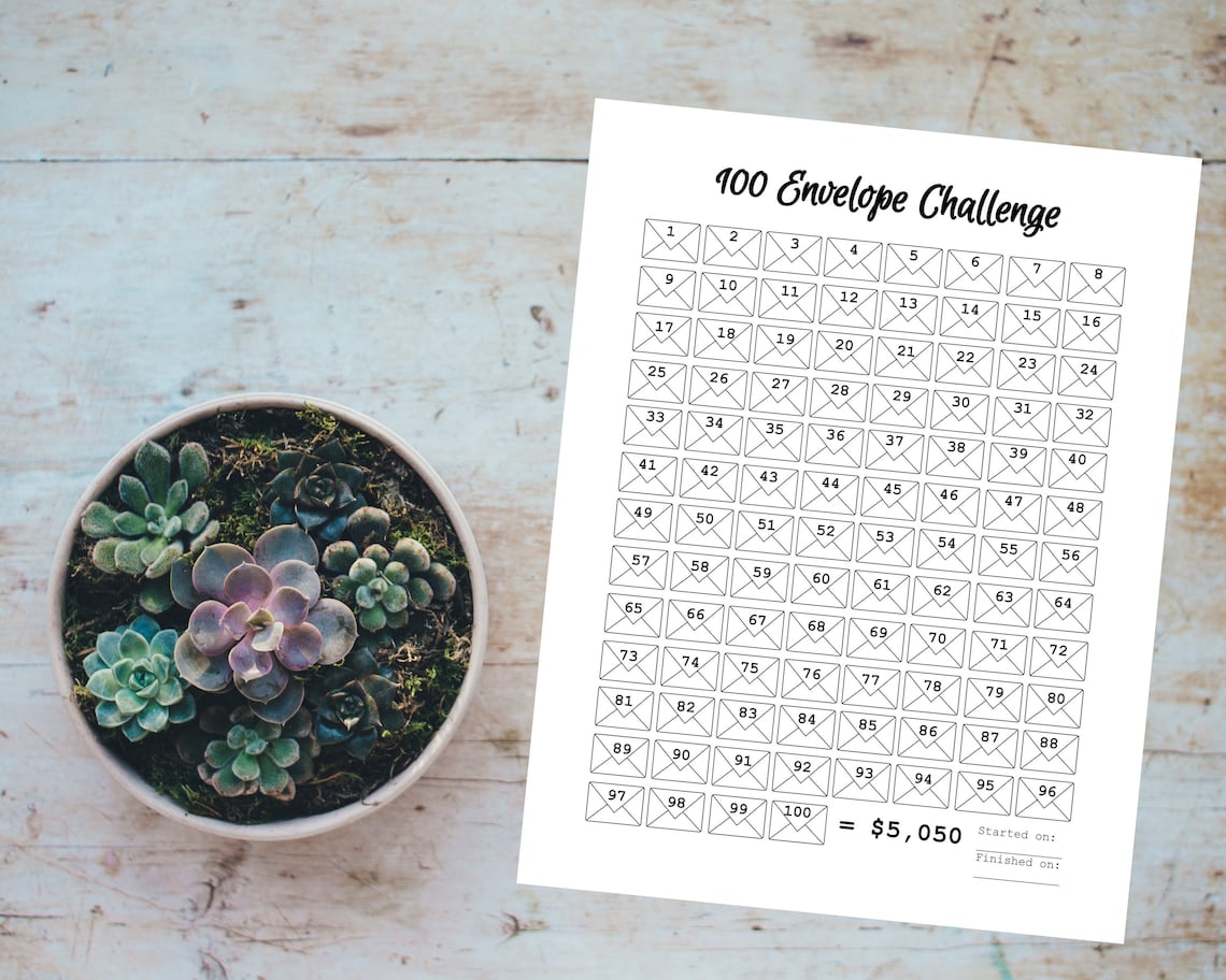 Printable 100 envelope challenge tracker - edJuli