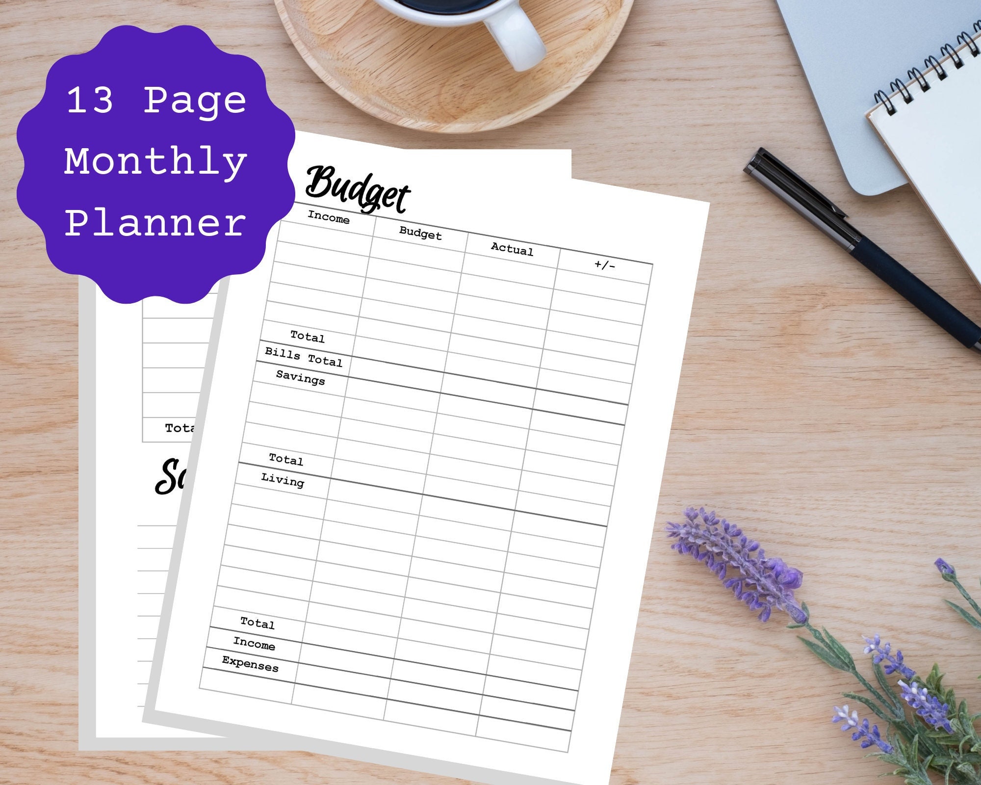 Monthly Finance Planner Budget Planner Cursive PDF Printable - Etsy