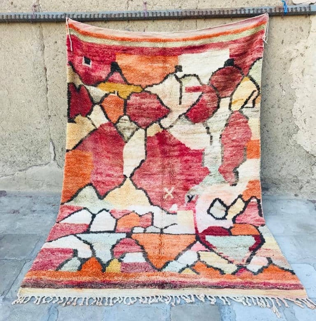 Large Rug 6.6x9.6, Fire Rug, Orange Rug, Red Rug, Morrocan Rug ...
