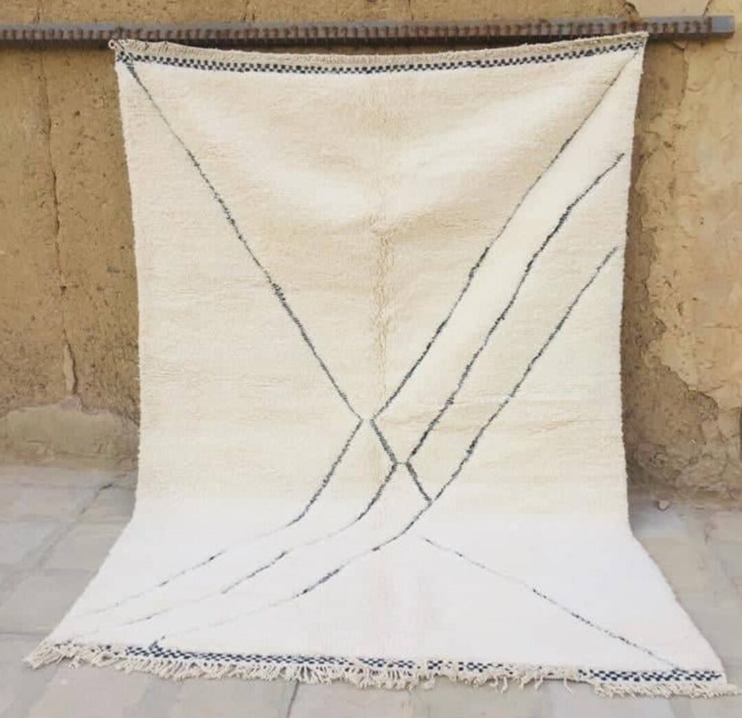 Beni Ourain Rug 7x10 off White Rug Large Moroccan Rug Hand - Etsy