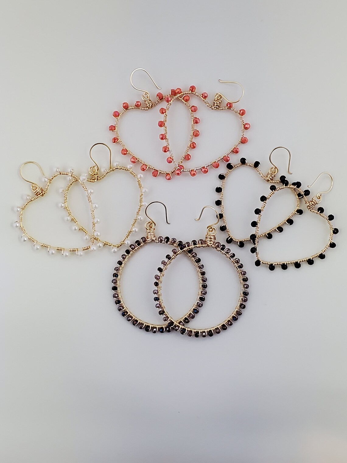 Beaded Wire Wrapped Hoop Earrings - Etsy UK