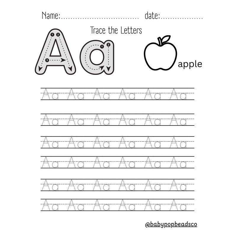 26 Pages Alphabet Tracing Worksheets, Printable Preschool-kindergarten ...