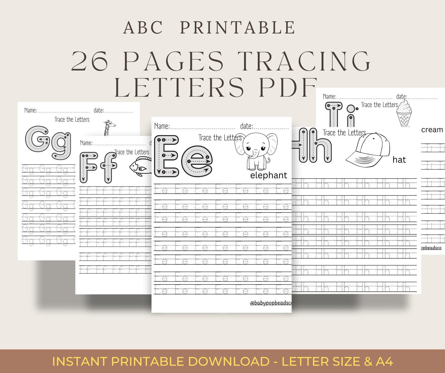 26 Pages Alphabet Tracing Worksheets, Printable Preschool-kindergarten ...