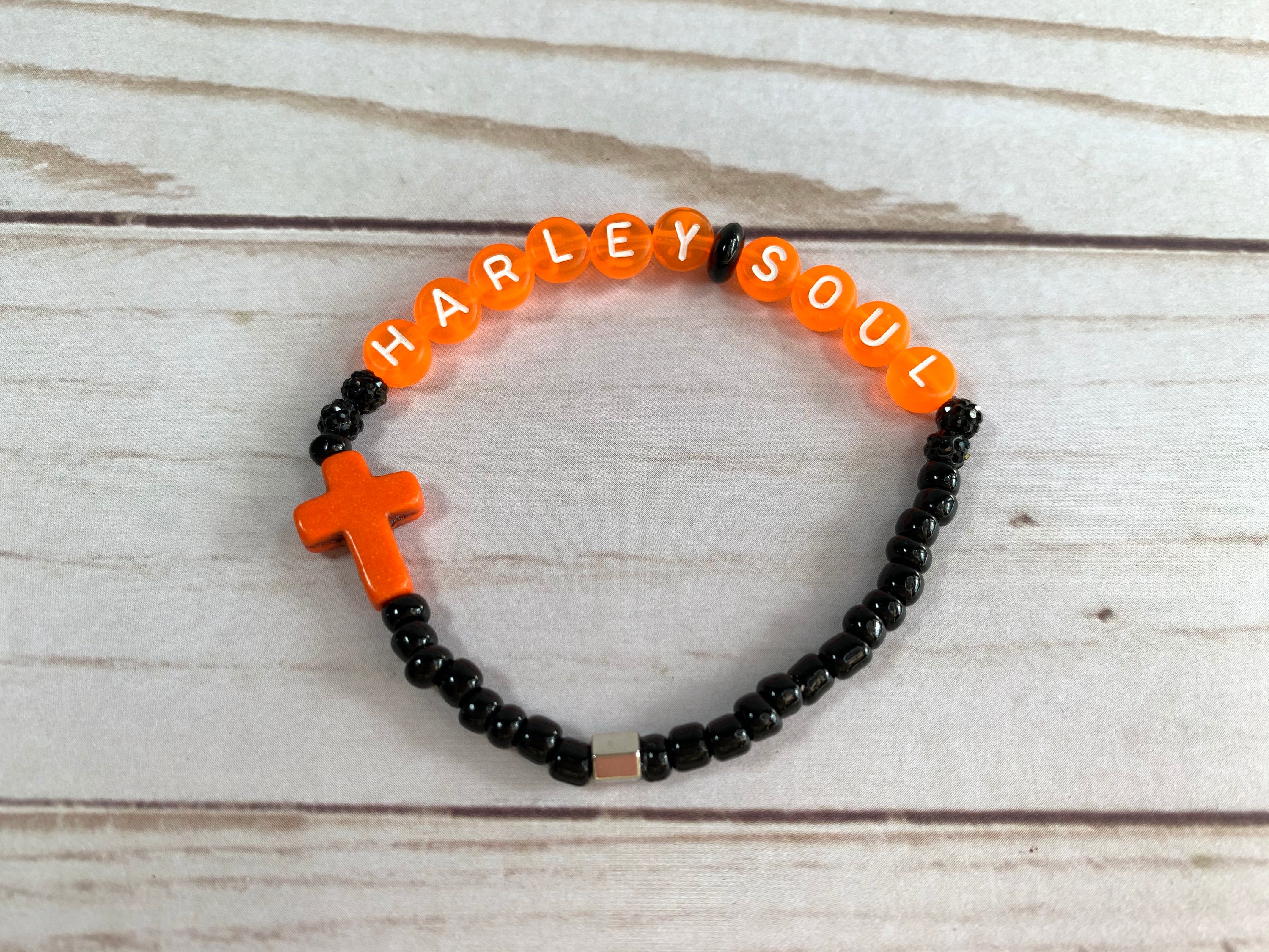 Harley Davidson Bracelet inspired Beaded Stretch Bracelet | Etsy