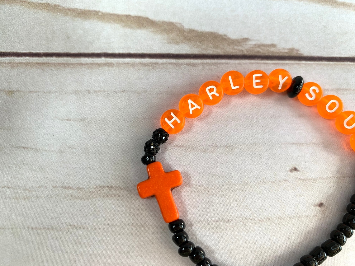 Harley Davidson Bracelet inspired Beaded Stretch Bracelet | Etsy