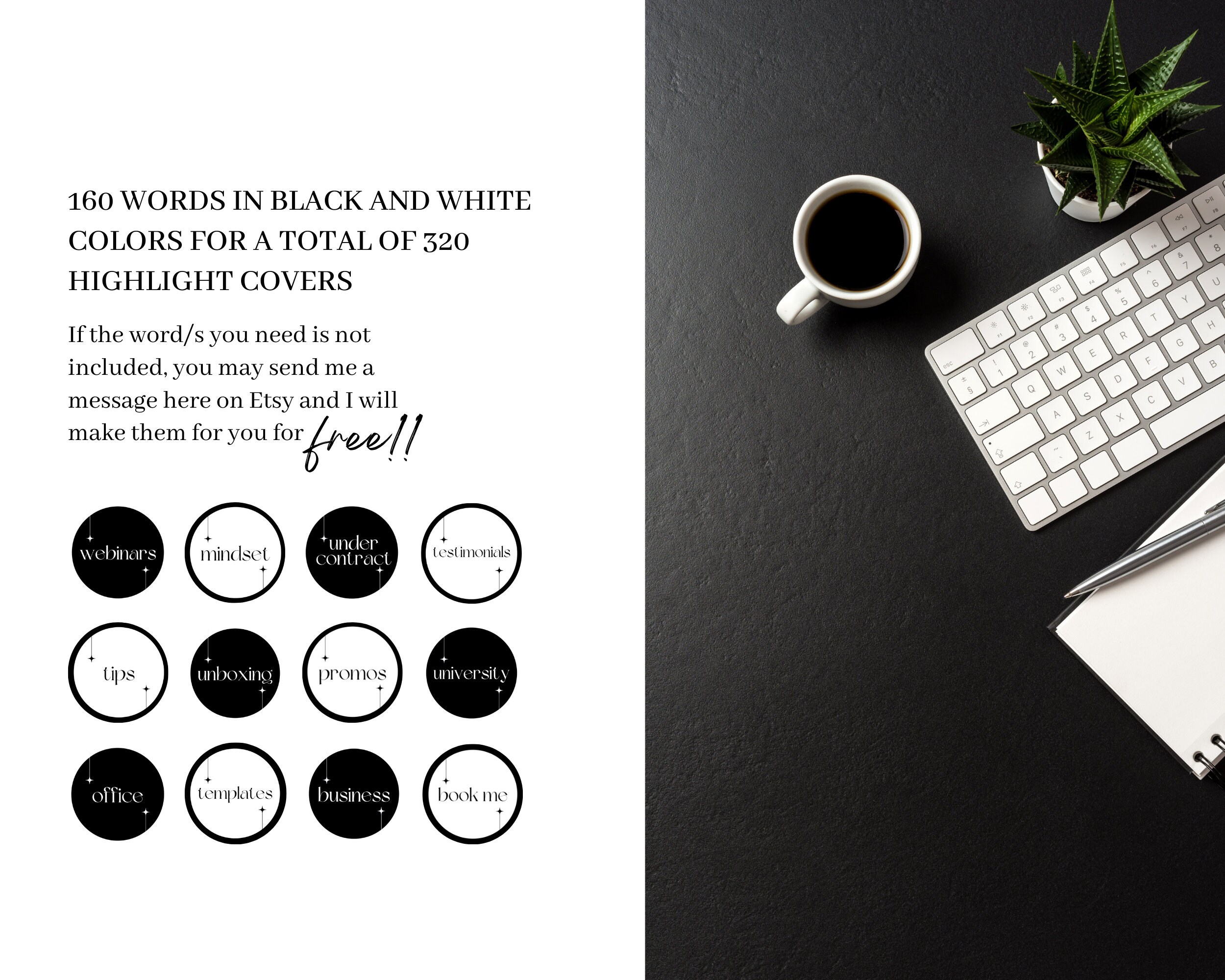 Elegant Black and White Instagram Story Covers. Aesthetic Instagram ...