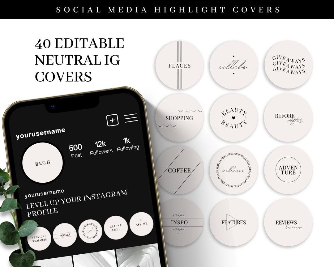Editable Minimalist Instagram Story Covers. Neutral Instagram Story ...