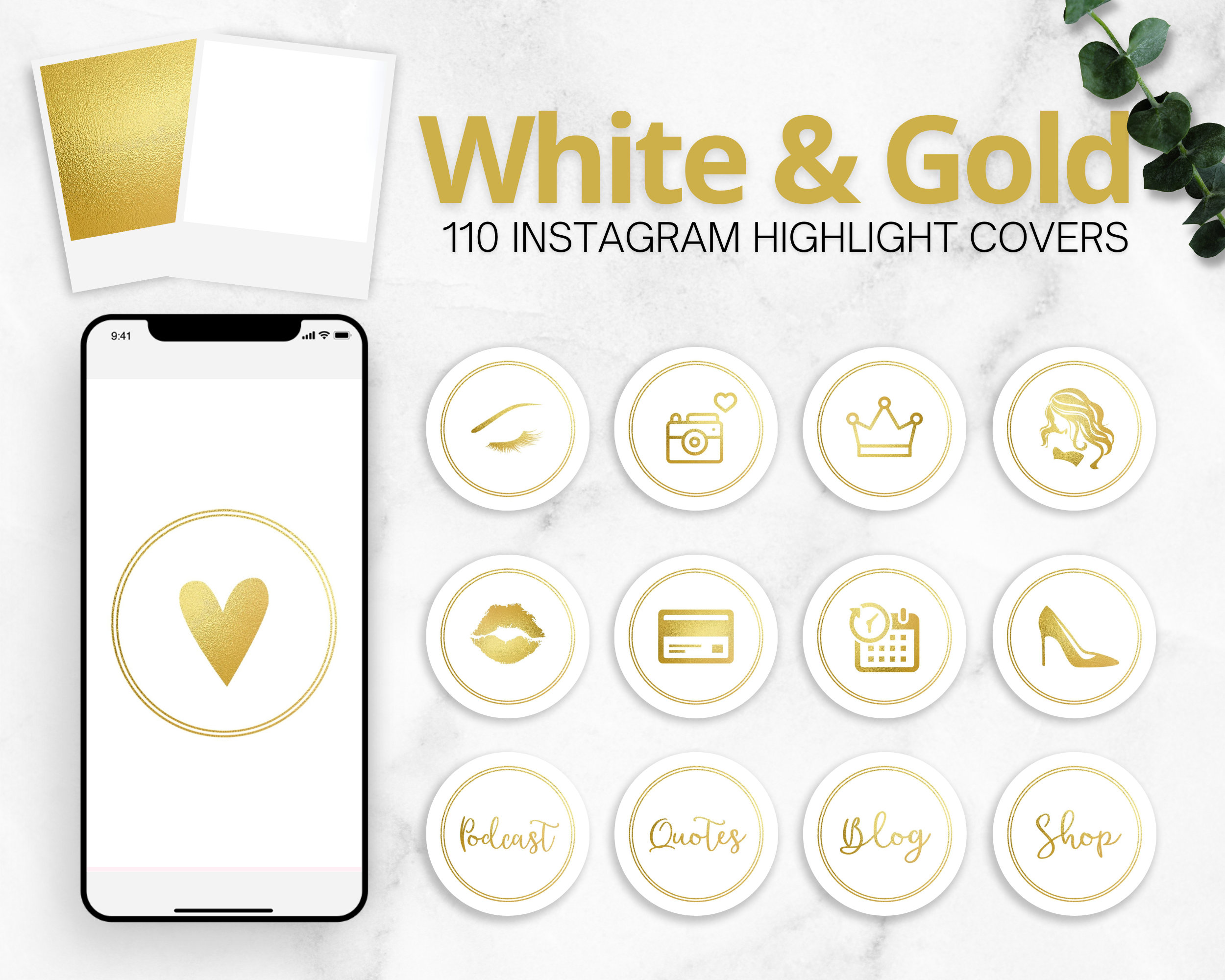 Instagram Highlight Covers. 110 White and Gold Instagram Covers. Gold ...