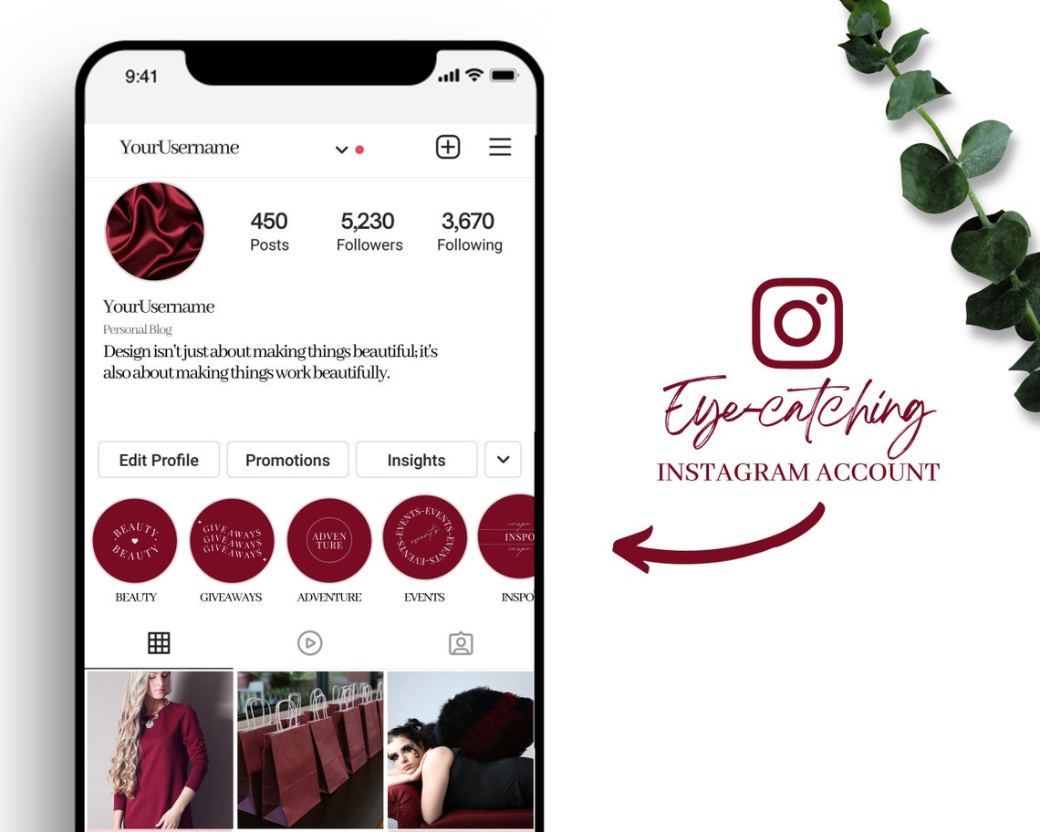 Maroon Instagram Highlight Covers, Minimalist Icons (editable DIY) - Etsy