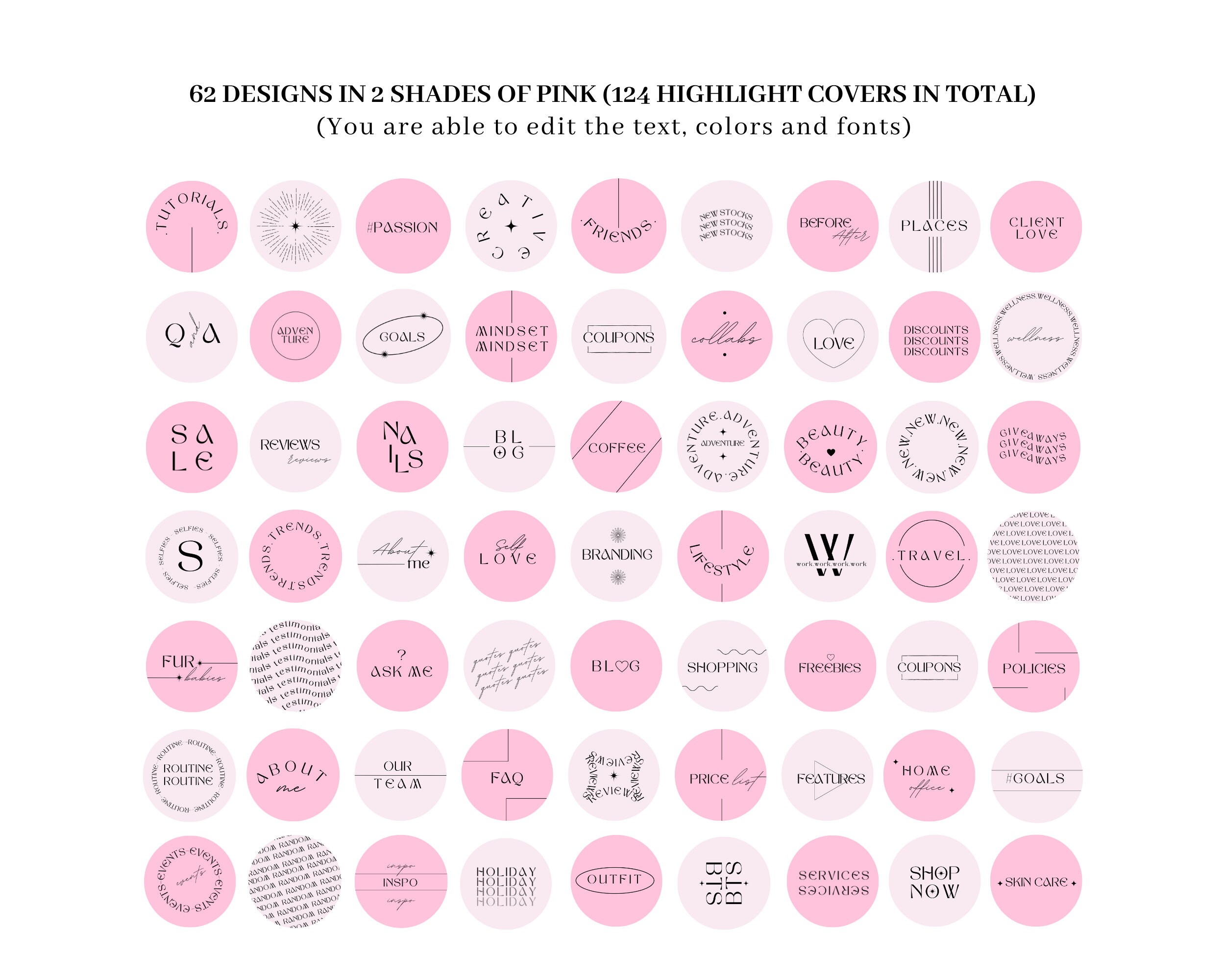 124 Editable Pink Instagram Highlight Covers. DIY Insta Story Covers ...