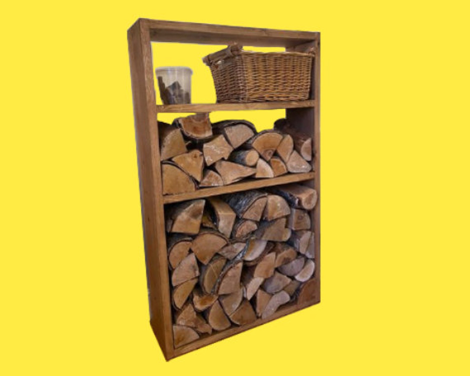 LOG STORE Handmade Log Store Rustic Farmhouse Style Real Wood Kindling ...