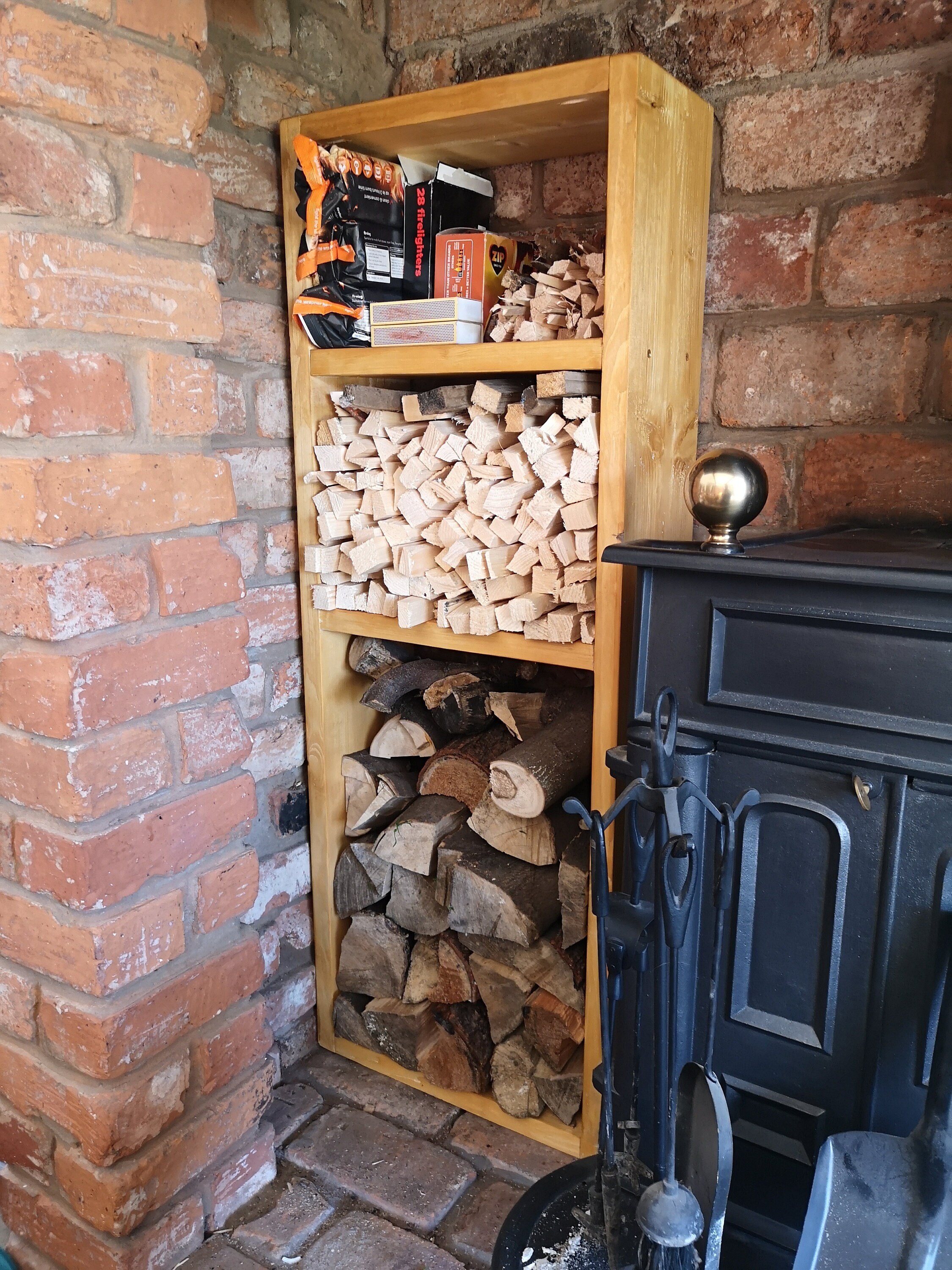LOG STORE Handmade Log Store Rustic Farmhouse Style Real Wood Kindling ...