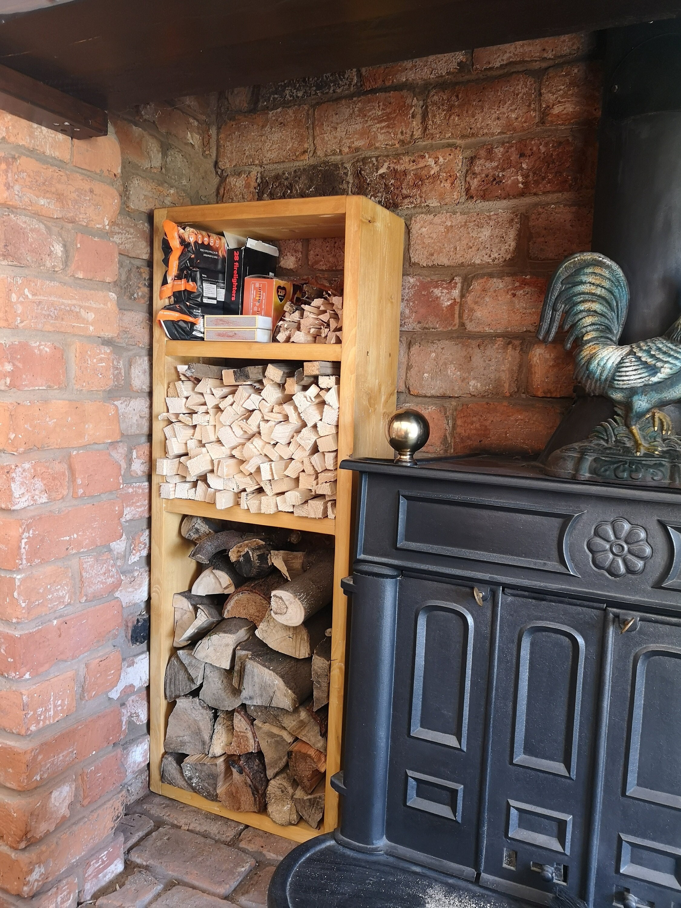 LOG STORE Handmade Log Store Rustic Farmhouse Style Real Wood Kindling ...