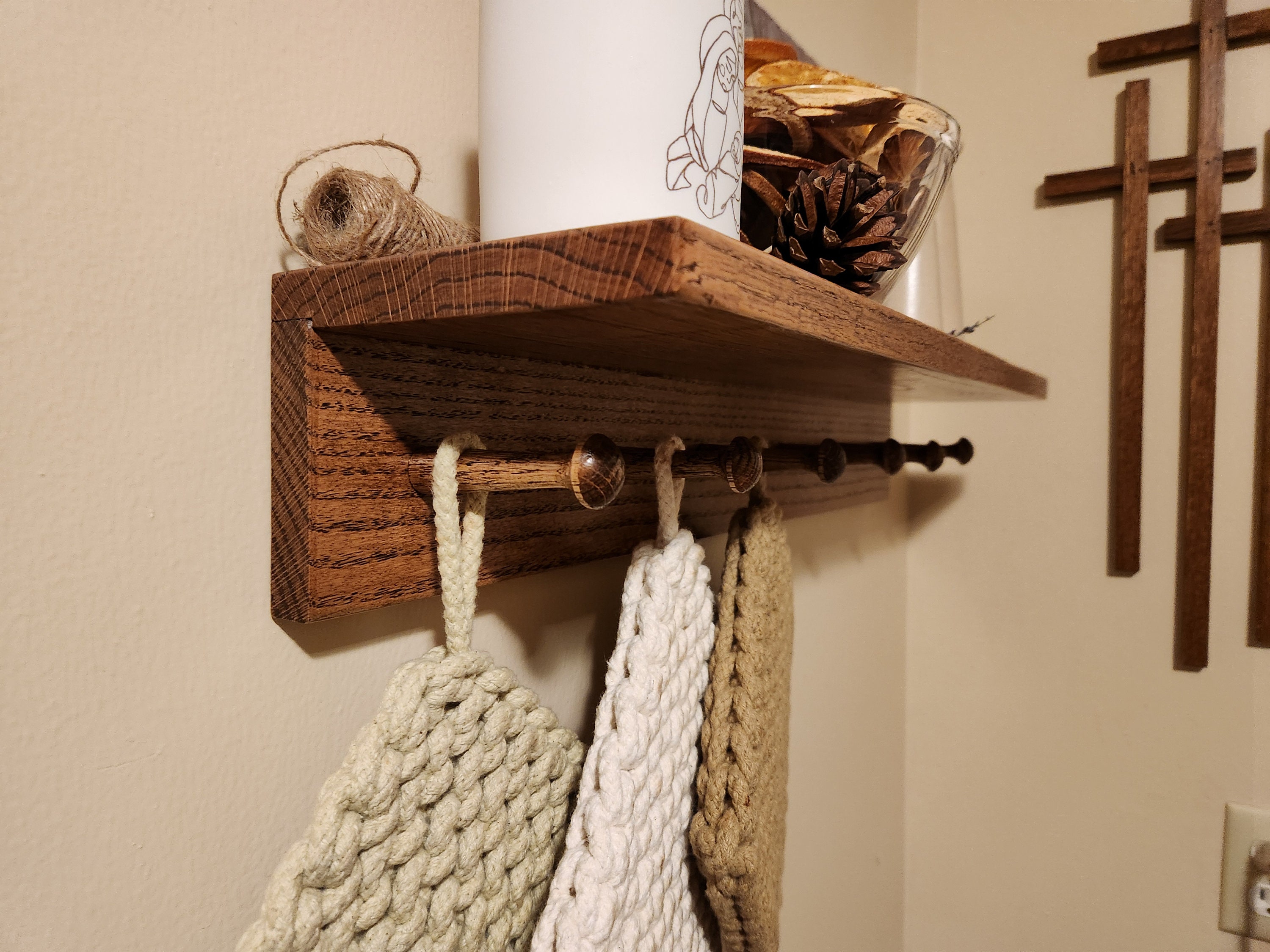 Solid Oak Shaker Peg Shelf - Etsy