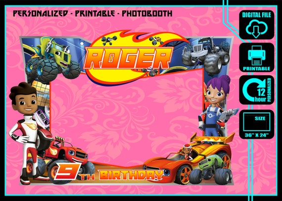 Party Décor Blaze Photo Booth Frame Blaze Birthday Photo Booth Digital ...