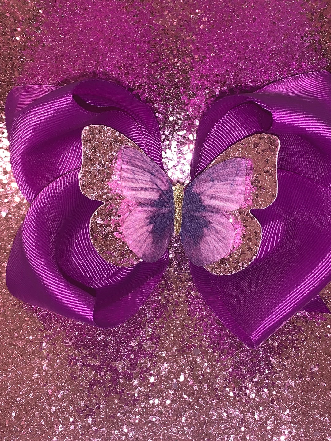 Custom Made Purple Butterfly Hair Bow - Etsy