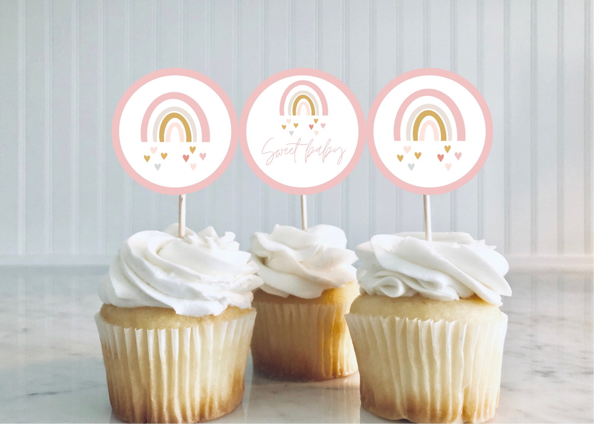 Boho Cupcake Toppers Sweet Baby Cupcake Toppers Baby Shower - Etsy